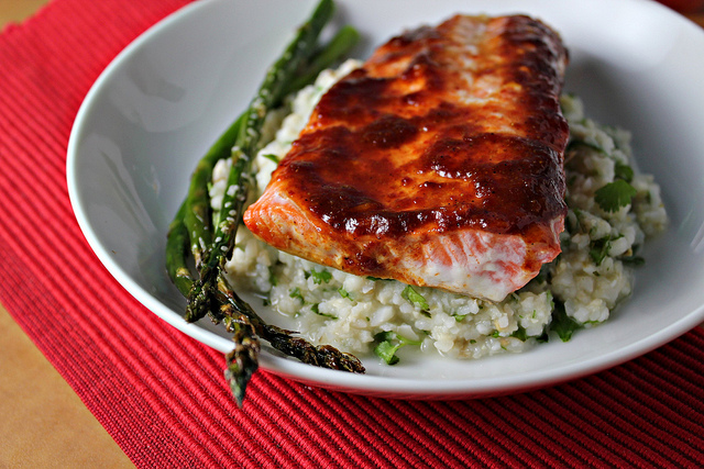 Roast Salmon with Sweet Chipotle Glaze and Hominy Puree - Joanne Eats ...