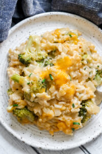 Cheesy Baked Broccoli and Cheddar Risotto - Joanne Eats Well With Others